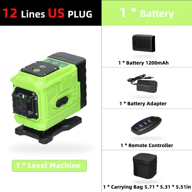 Multifunctional 12 Lines Green Light Laser Level 3D Self-leveling ...