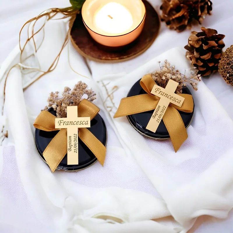 30/70/100PCS Personalized Baptism Acrylic Favor Tag Custom Gold ...