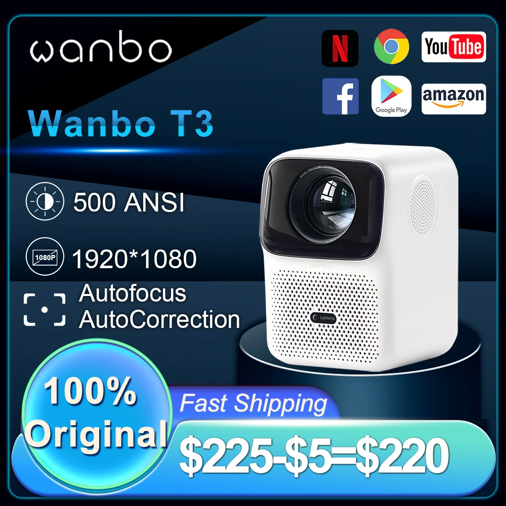2023-New-Wanbo-T3-Global-Smart-Portable-Projector-500ANSI-Lumens-AutoFocus-Correction-Full-HD ...