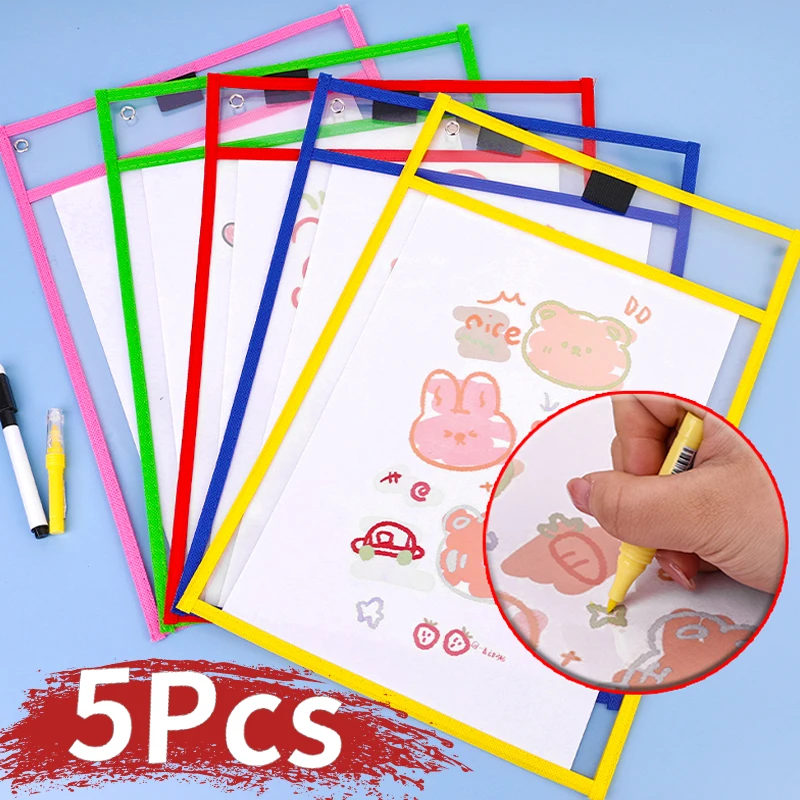 Document-Storage-Waterproof-Pouch-Reusable-Dry-Erasable-File-Bag-Kids ...