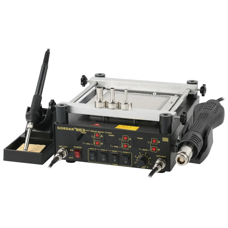 Gordak 863 3 In1 Heat Gun Bga Rework Adjust Soldering Station+electric ...