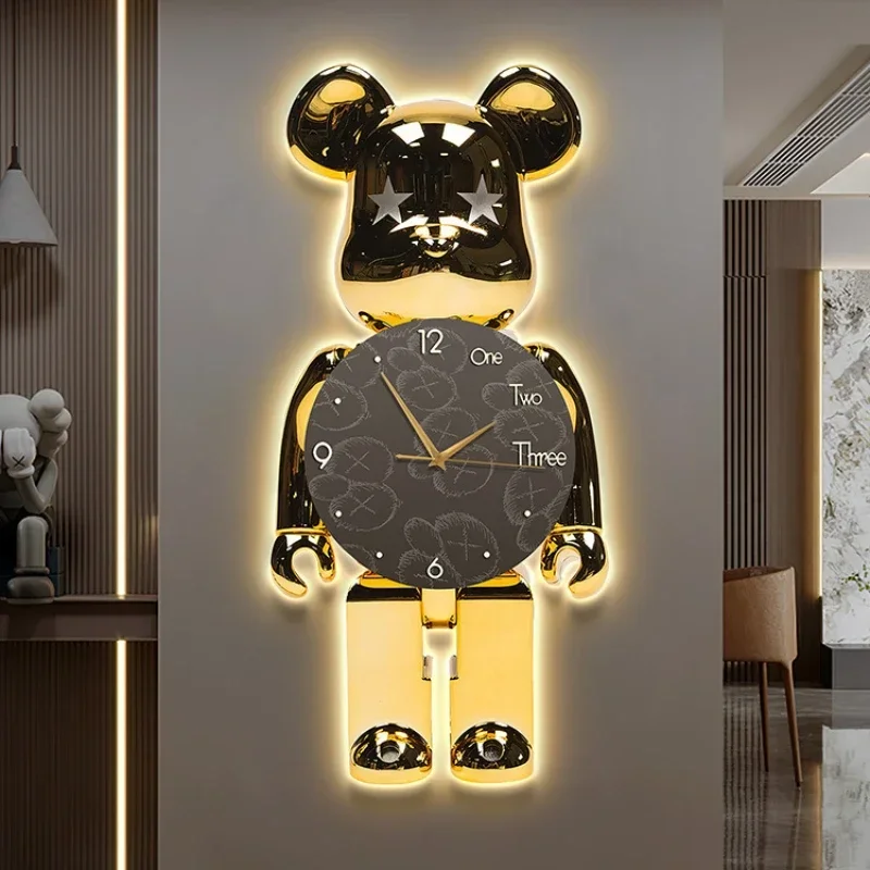 Bear Wall Clock Modern Design Large LED Wall Clocks Living Room Decoration Wall Watch Bear Home ...