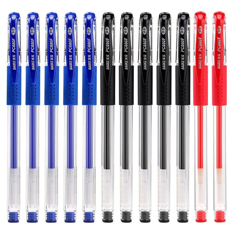 LETO-12-Gel-Ink-Roller-Ball-Pen-Material-de-Escrit-rio-Preto-Azul-Tinta ...