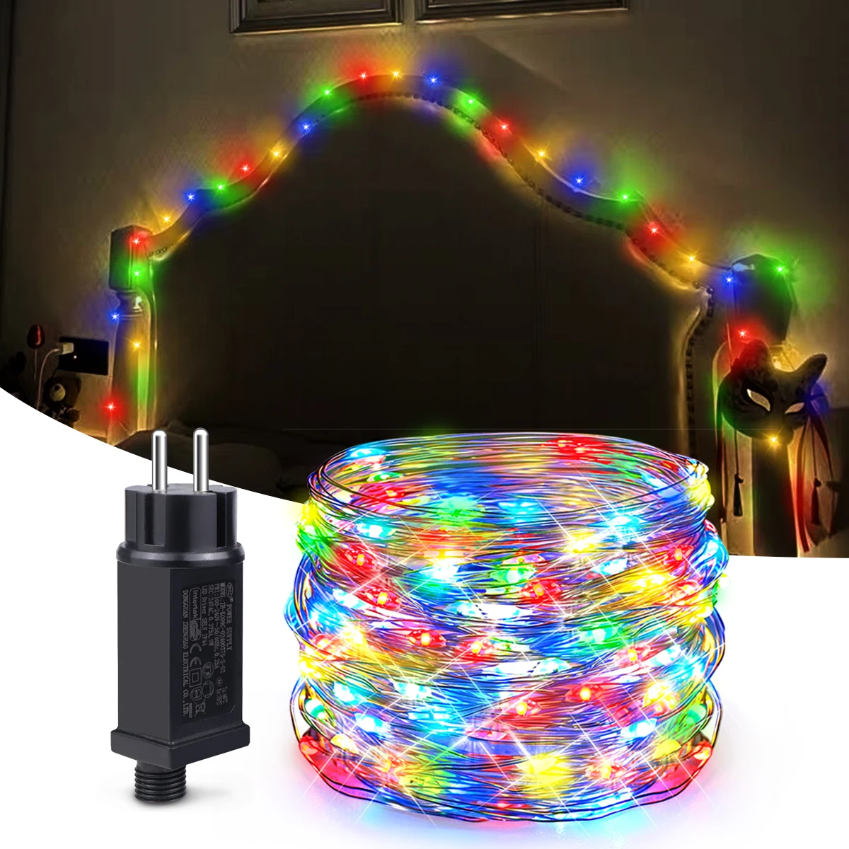 EU Power Supply LED Copper Wire Fairy Lights String 10/20/30/50M ...