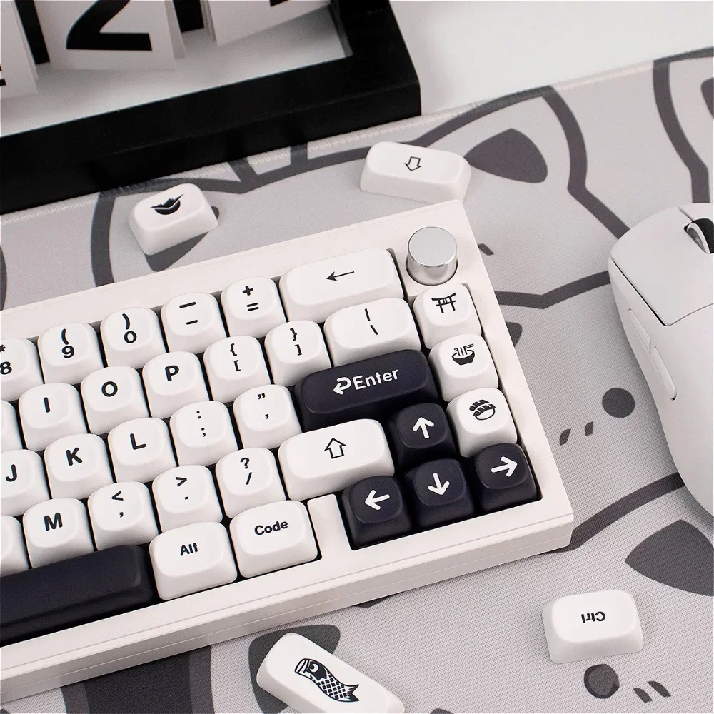 144-Key-minimalist-black-and-white-keycap-PBT-MOA-keycap-for-Gateron ...