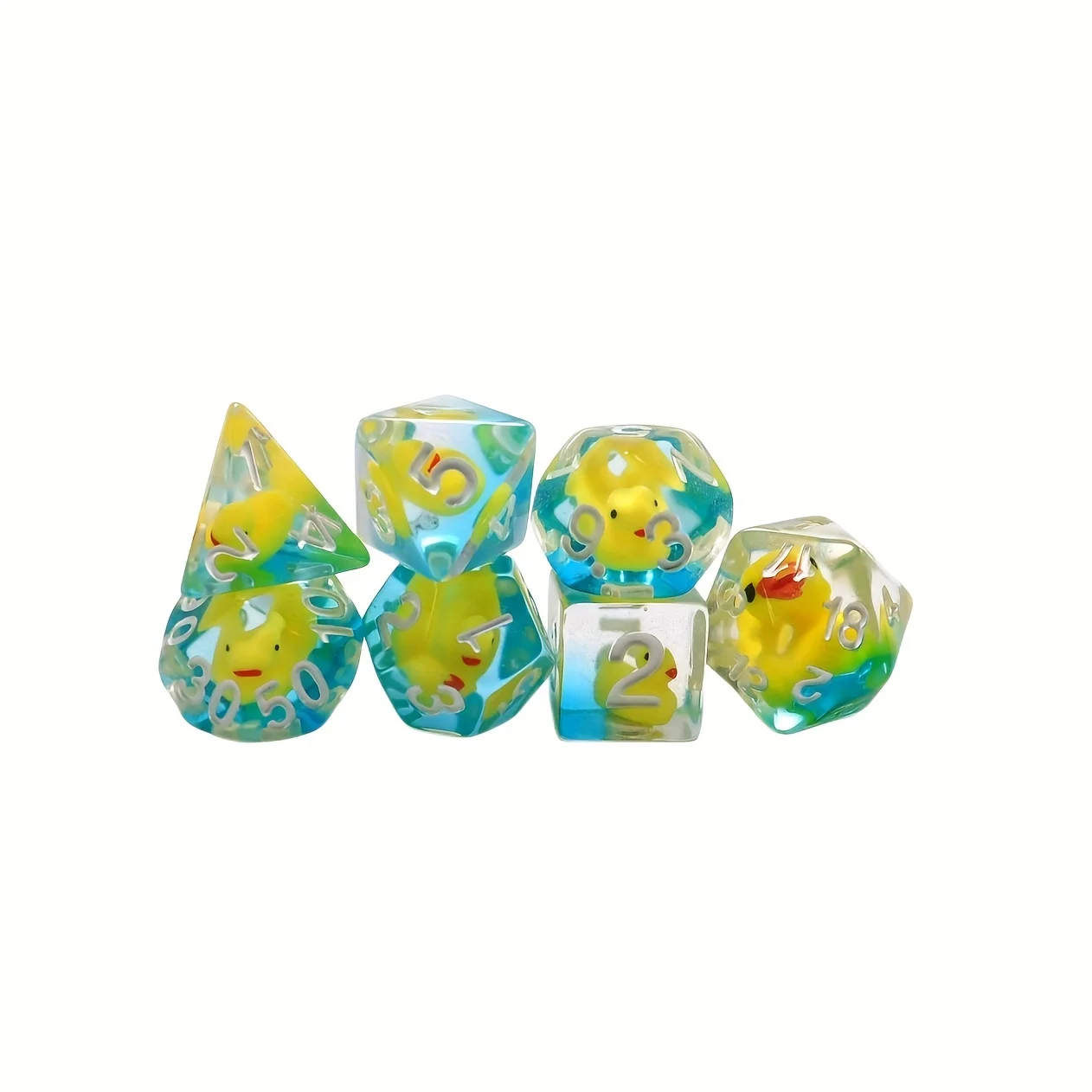 7-Piece Yellow Duck Board Game Dice Set Multi-Sided Tabletop Game Dice ...