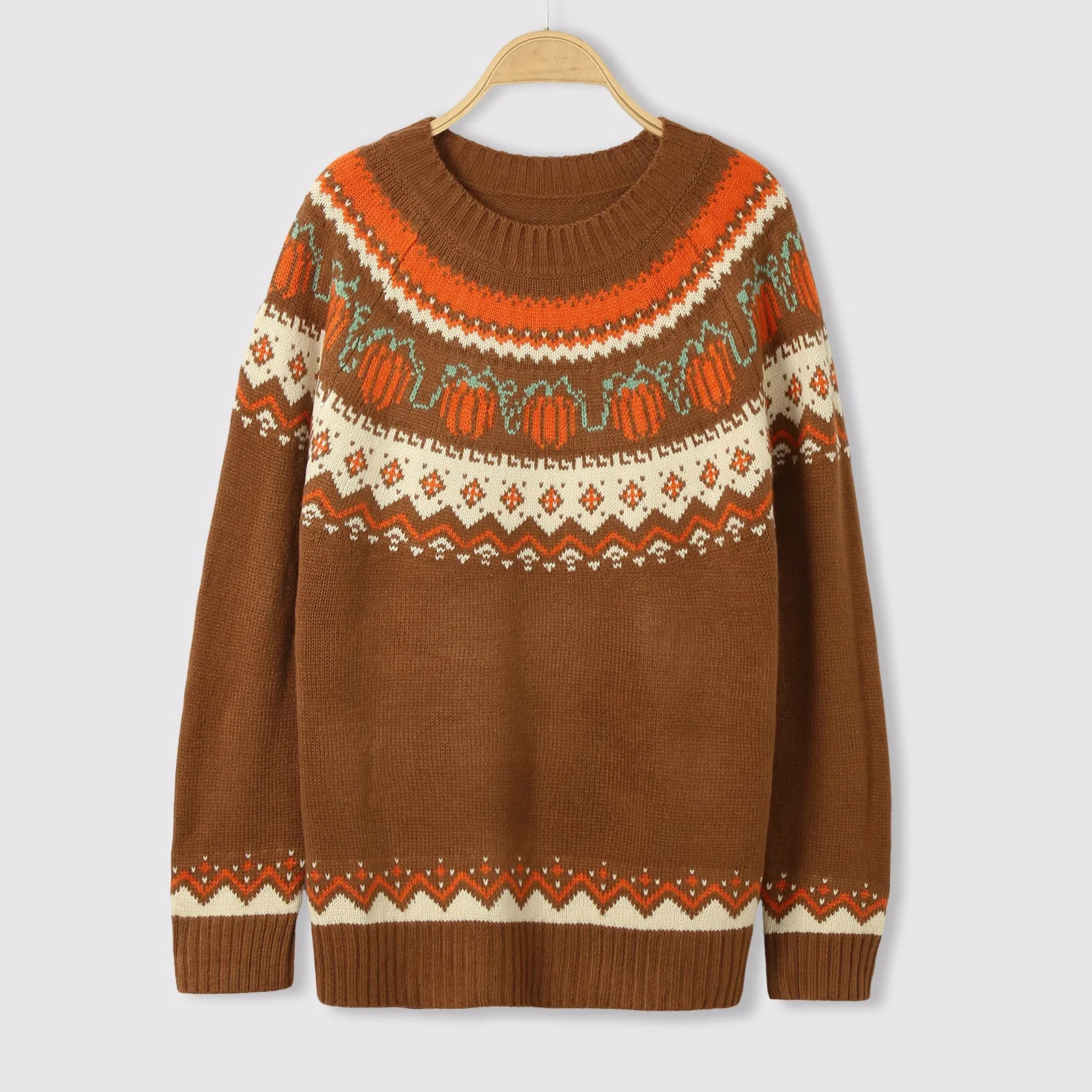 Camisola-de-Natal-manga-comprida-feminina-camisola-solta-jumper-gola ...