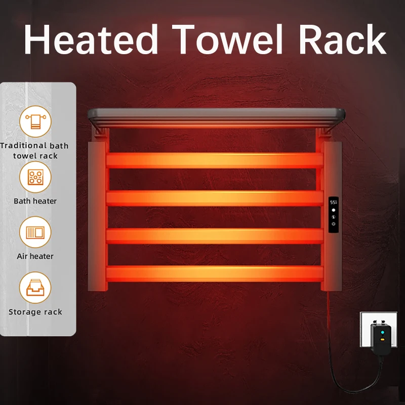 80W-Electric-Heating-Towel-Shelf-Rack-Aluminum-Alloy-Heating-Household ...
