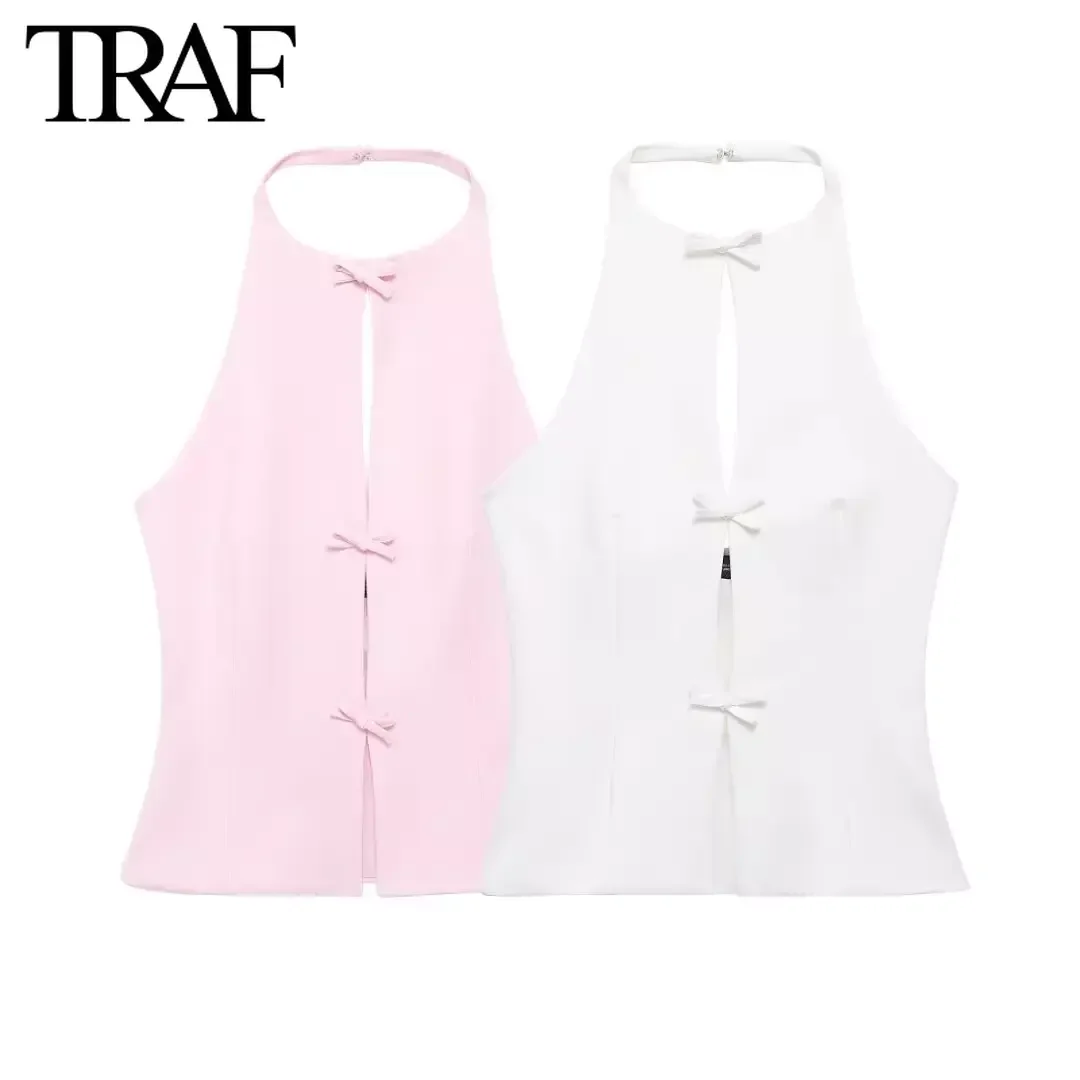 TRAF-Blusa-sem-mangas-sem-costas-para-gola-halter-para-mulheres-roupas ...