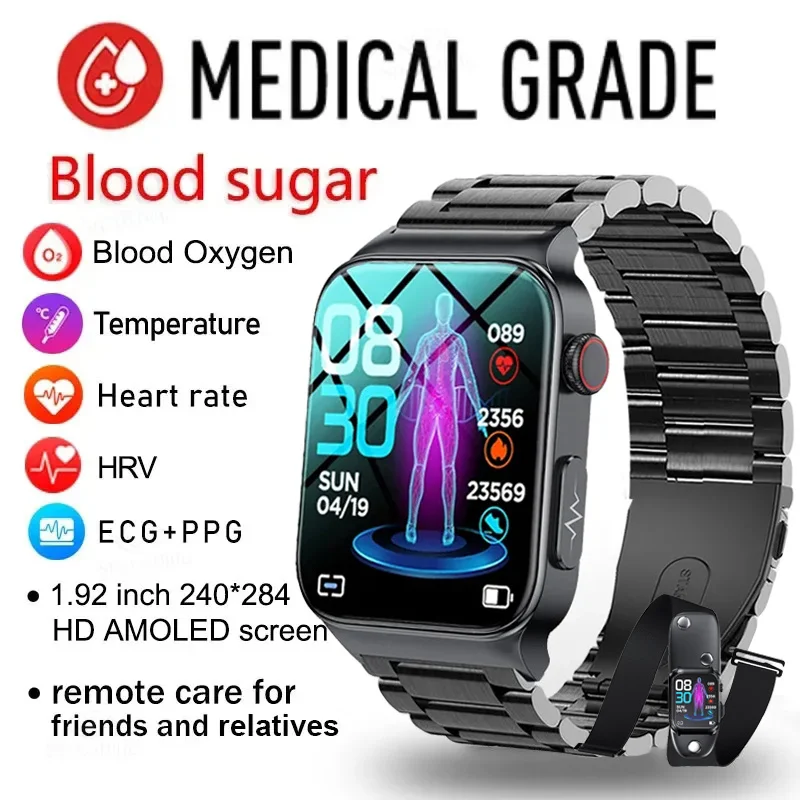 2023 New Blood Glucose Monitor Health Smart Watch Men ECG+PPG Blood ...