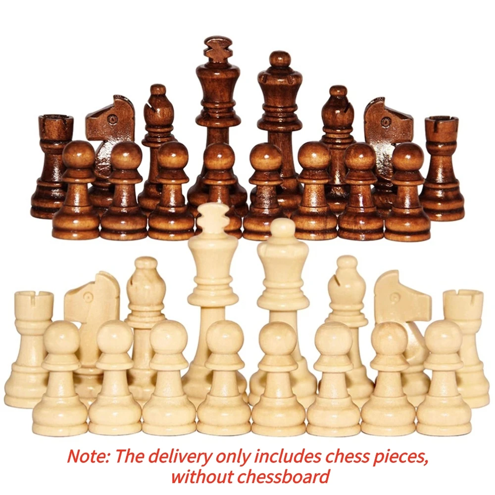 32PCS-set-Wooden-Checkers-Standard-Chess-Game-Pawns-2-2in-King-Figures ...
