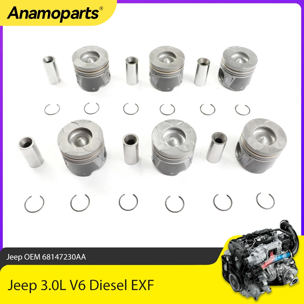 Engine-Parts-Pistons-With-Rings-Set-Fit-3-0-L-EXF-For-Jeep-Wrangler ...
