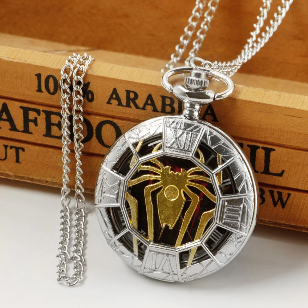 Silver Spider Logo Quartz Pocket Watch Exquisite Necklace Pendant ...