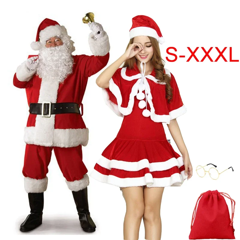 Disfraz de Papá Noel de Navidad para hombres y mujeres, ropa cálida de ...
