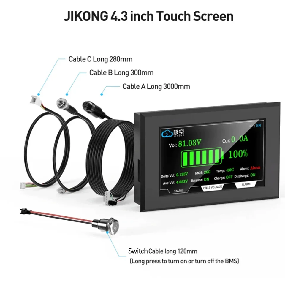 JK Smart BMS Accessories 4.3 Inch LCD Display Screen For JK Smart BMS ...