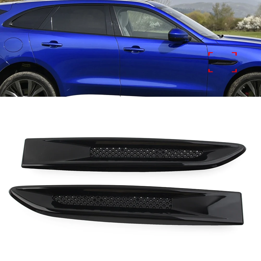 1-Pair-Glossy-Black-Car-Front-Side-Fender-Air-Vent-Outlet-Grille-Trim ...