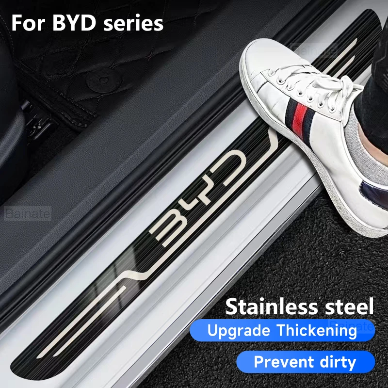 Car Stainless Steel Door Sill Scuff Plate For BYD Atto 3 Dolphin Seal ...