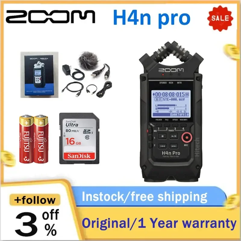 ZOOM-H4n-pro-Black-four-track-audio-handy-recorder-recording-pen-with-X ...