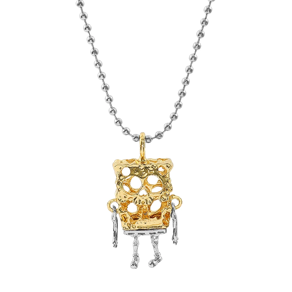 SpongeBob-SquarePants-Necklace-Cute-Cartoon-Figure-Hollow-Metal-Badge ...