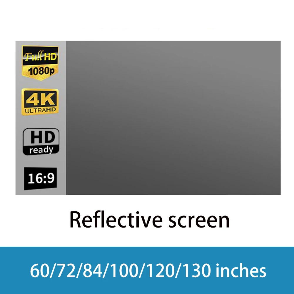 휴대용 프로젝션 반사 스크린 4K 120 인치 모든 비디오 프로젝터, 홈 야외 커튼 밝기 향상 스마트 TV 천 ...