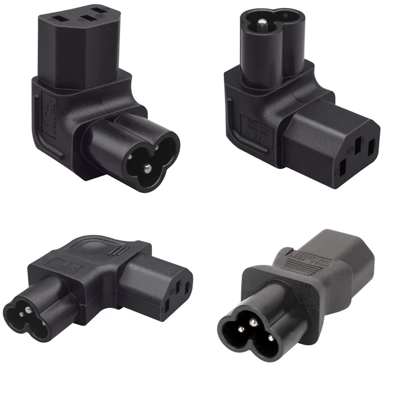 1PCS Black Straight Elbow IEC320 C6 Male to C13 Female Power Adapter ...