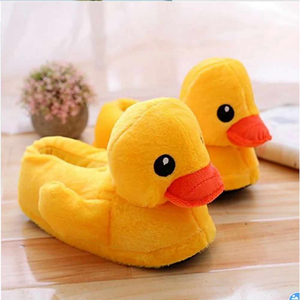 Womens-Girls-Duck-Shape-Warm-Plush-Slippers-No-Slip-Indoor-Shoes ...