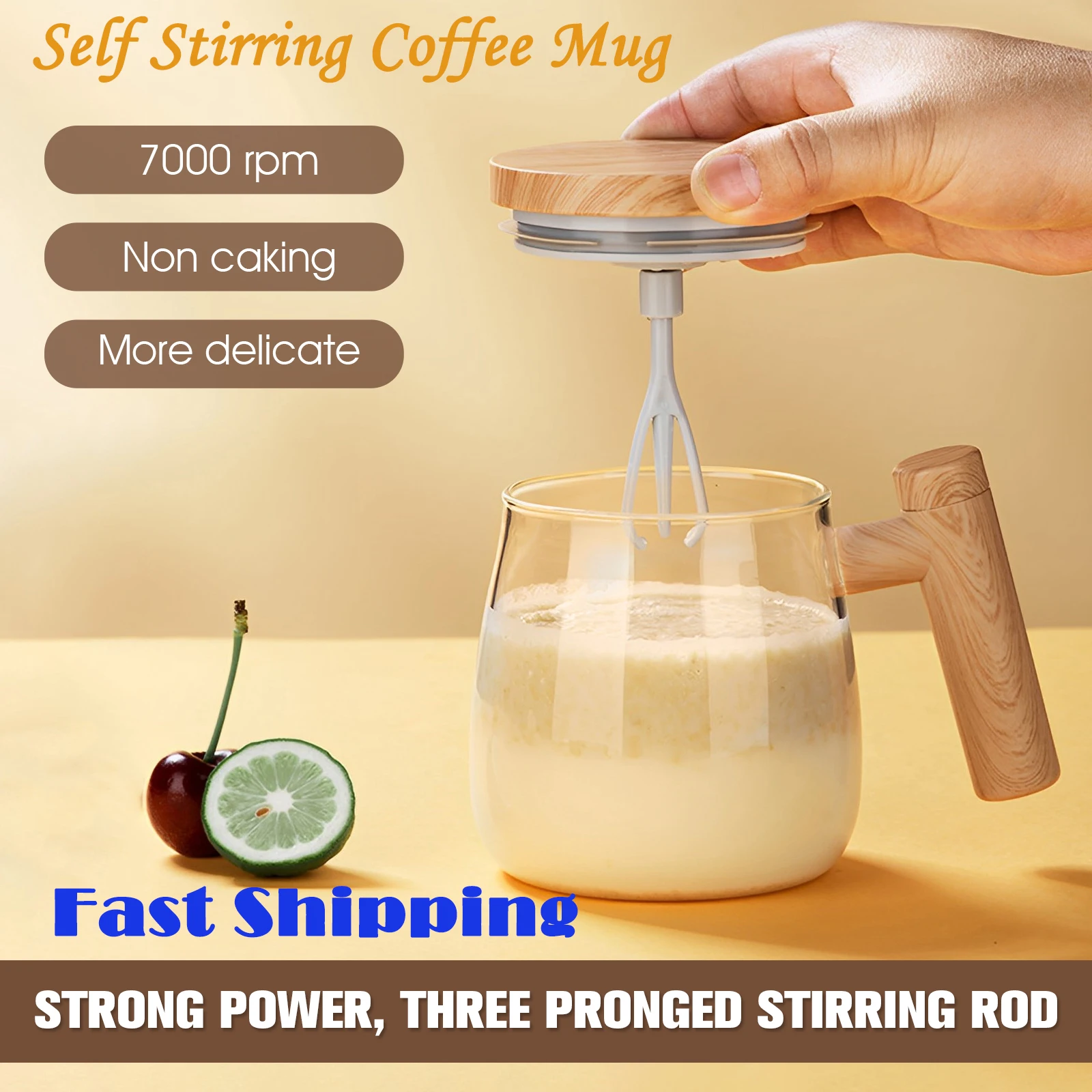 Self-Stirring-Coffee-Mug-with-Lid-Handle-400ml-Waterproof-Electric ...