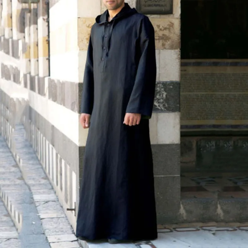 Muslim Robes Men Clothing Kaftan Hooded Long Jubba Thobe Arab Turkish ...
