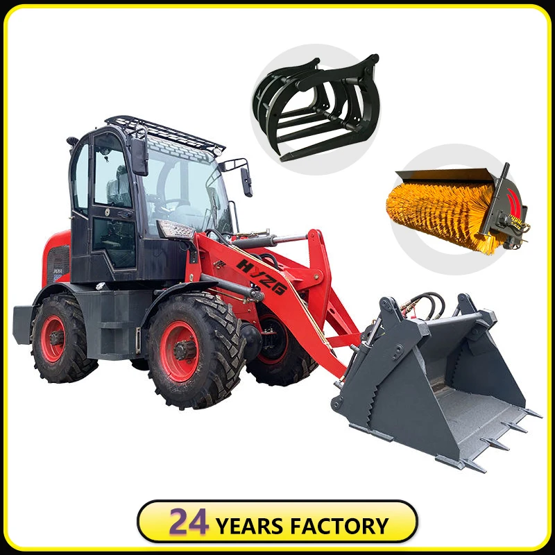 Four-Wheel-Drive-Forklift-Multi-Function-Loader-Snow-Sweeper-Wood-Grab ...