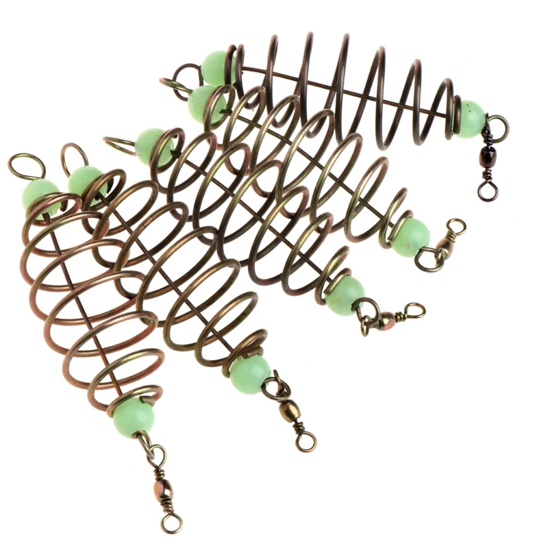 5Pcs-Fishing-Bait-Cage-Spring-Trap-Basket-Feeder-Holder-Stainless-Steel ...