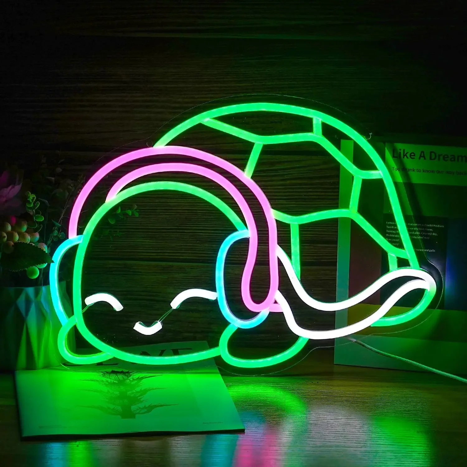 Turtle-Neon-LED-Green-White-Pink-Neon-Art-Turtle-Wall-Glow-Sign ...