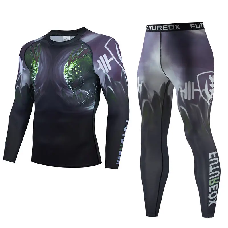 Men's Muay Thai Men MMA Kickboxing Sport Suit BJJ Rashguard T Shirts ...