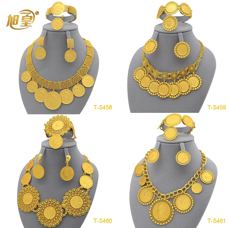 XUHUANG-Indian-Gold-Plated-Coins-Necklace-Bracelet-Jewelry-Set-Hawaiian ...