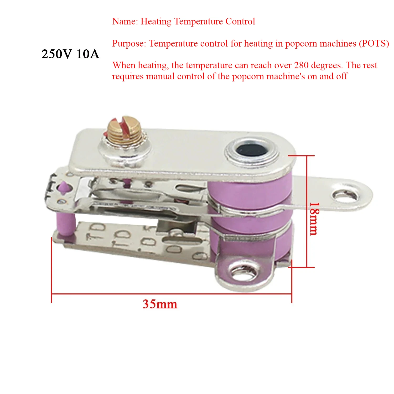 1pc 10A 250V Popcorn machine temperature controller switch for ...