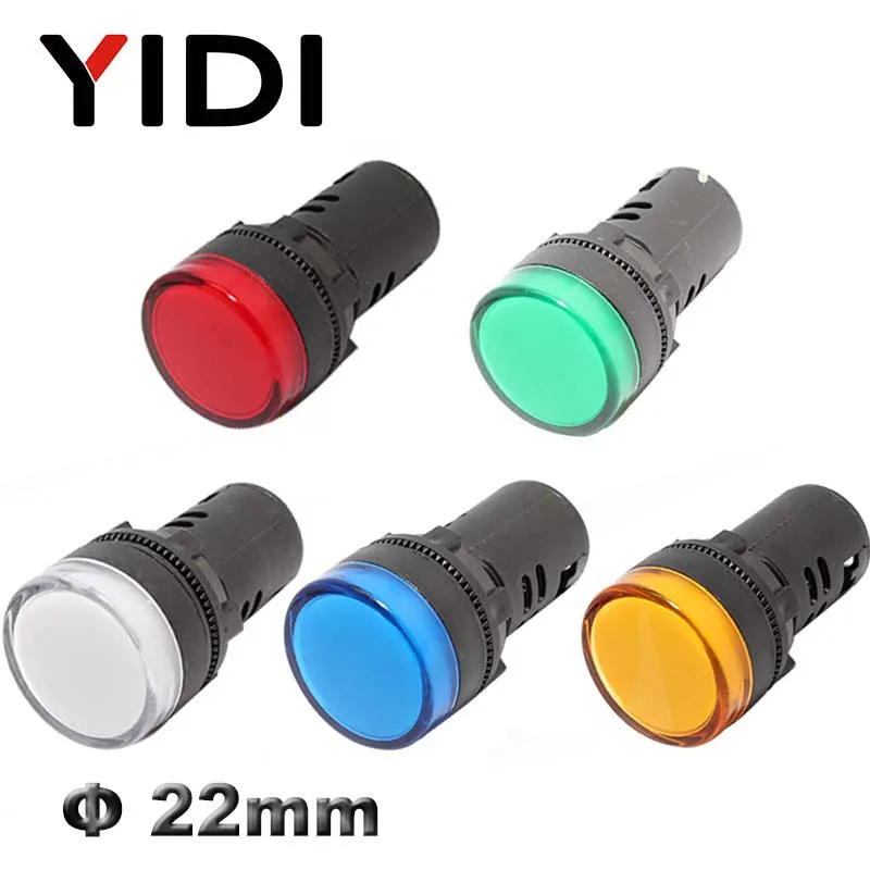 AD16 22 22mm Plastic Indicator Light 12V 24V 220V LED Pilot Lamp Red ...