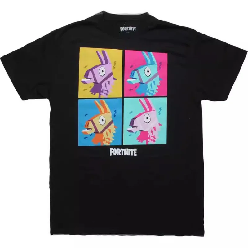 Fortnite Game Black Printed Men's T Shirts Cartoon Cotton Street T ...