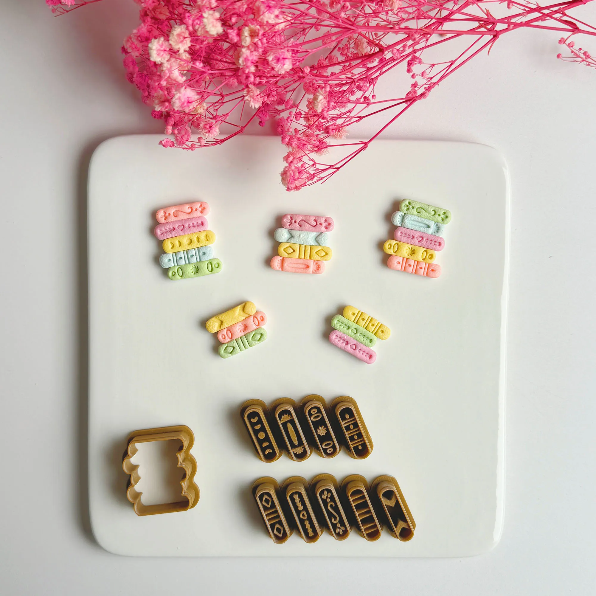 Mini Pile Of Books Volumes Bookshelf Shape Single Book Polymer Clay ...