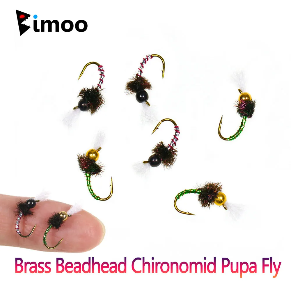 Bimoo-8pcs-12-14-16-Brass-Bead-Head-Chironomid-Pupa-Fly-Copper-Wire-Rib ...