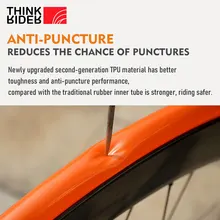 ThinkRider 초경량 자전거 내부 튜브, TPU 소재 타이어, 프렌치 밸브, 길이 65mm, 700X18, 25, 28 ...