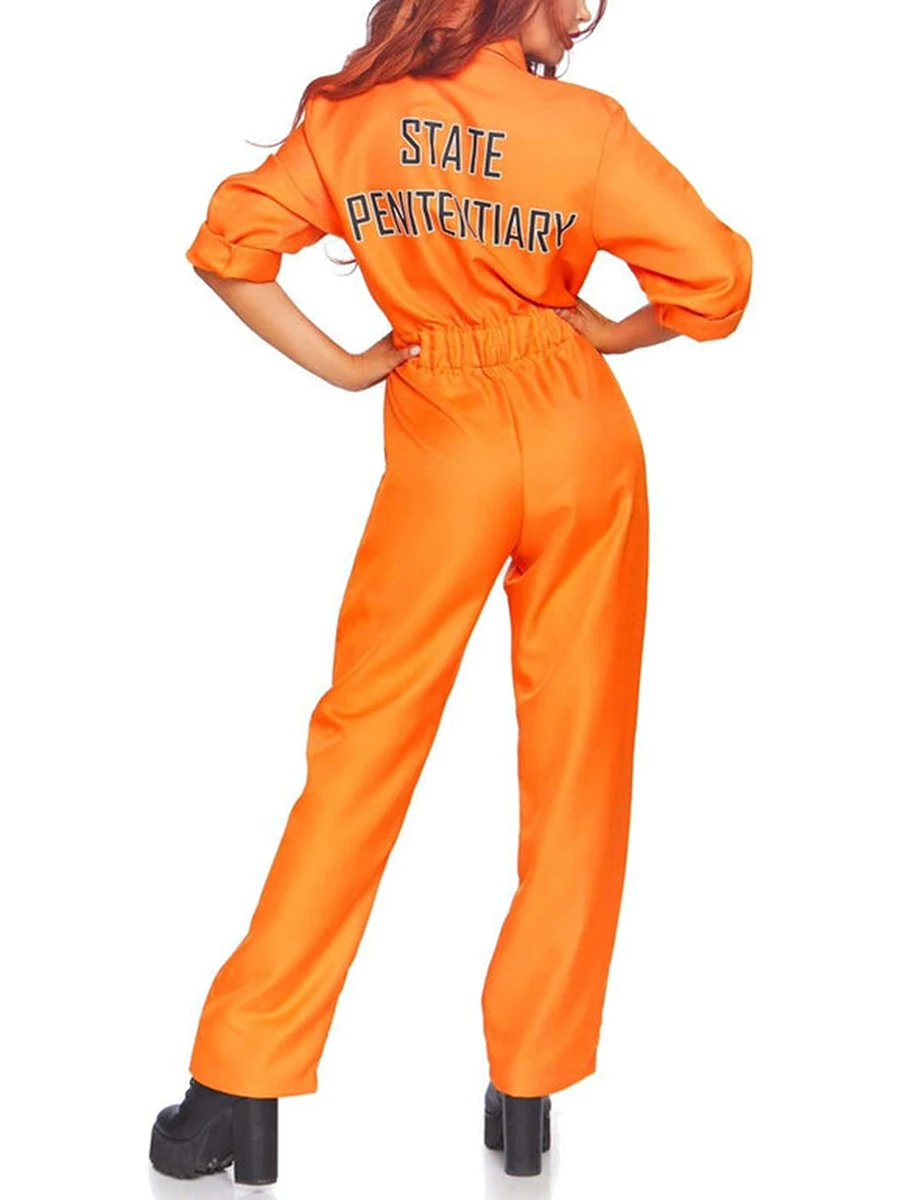 Disfraz-de-mono-de-prisi-n-naranja-para-adultos-con-estampado-de-letras ...
