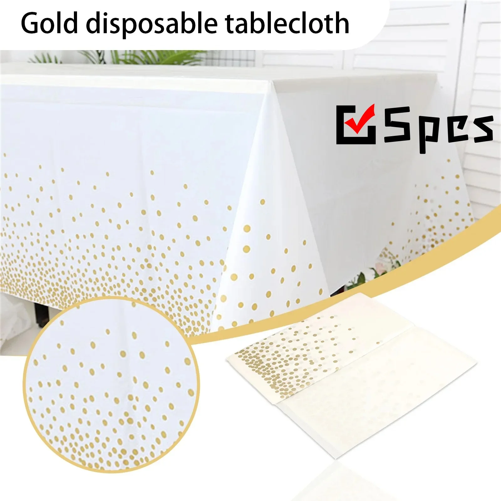 5PCS 137x274cm Plastic Disposable Tablecloth Rectangle Party Table ...