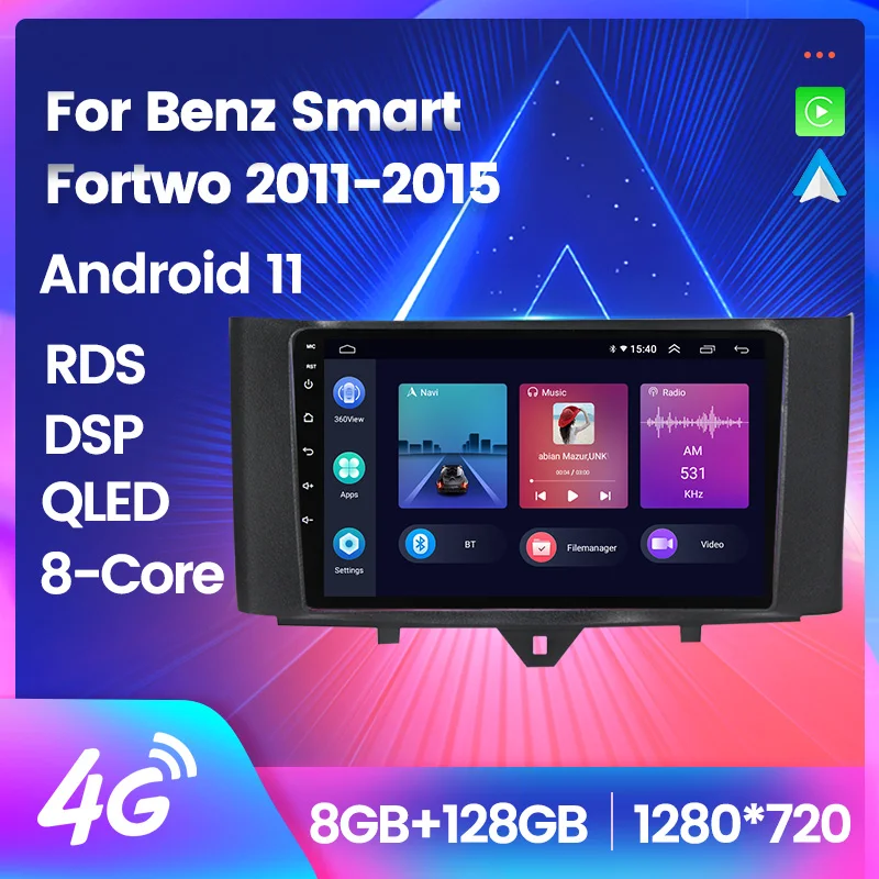 4G-Lte-Android-12-Car-Radio-Player-for-Benz-Smart-Fortwo-2011-2015-Car ...