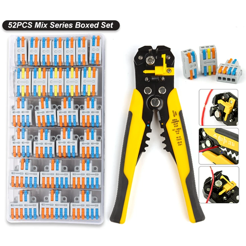 52PCS-Mix-Boxed-Mini-Conductor-Compact-Connector-Lever-Wire-Connectors ...
