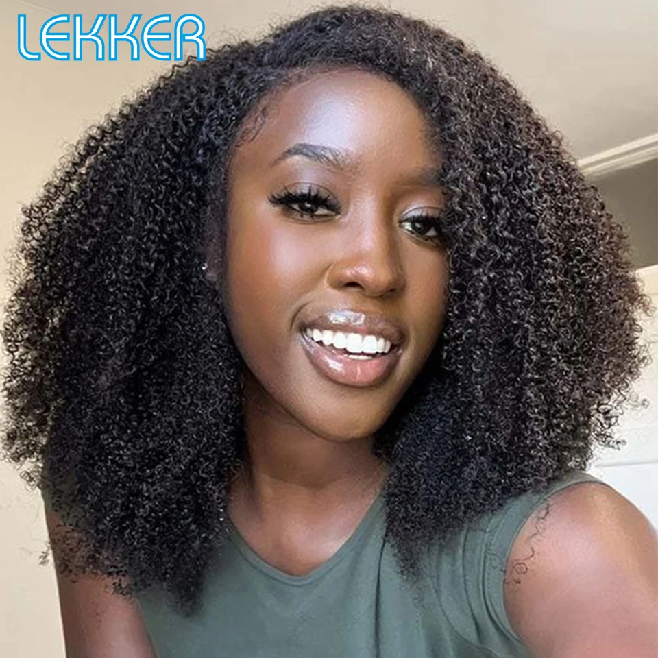 Lekker-Glueless-Natural-Short-Afro-Kinky-Curly-Bob-Part-Lace-Human-Hair ...