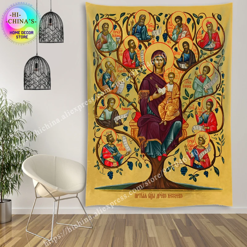 Mother-of-God-Mary-Wall-Decor-Tapestry-Jesus-Medieval-Decoration ...