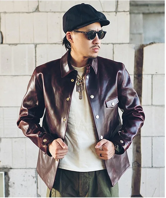 YR-Free-shipping-Luxury-level-1-1MM-CXL-tea-core-cowhide-jacket-classic ...