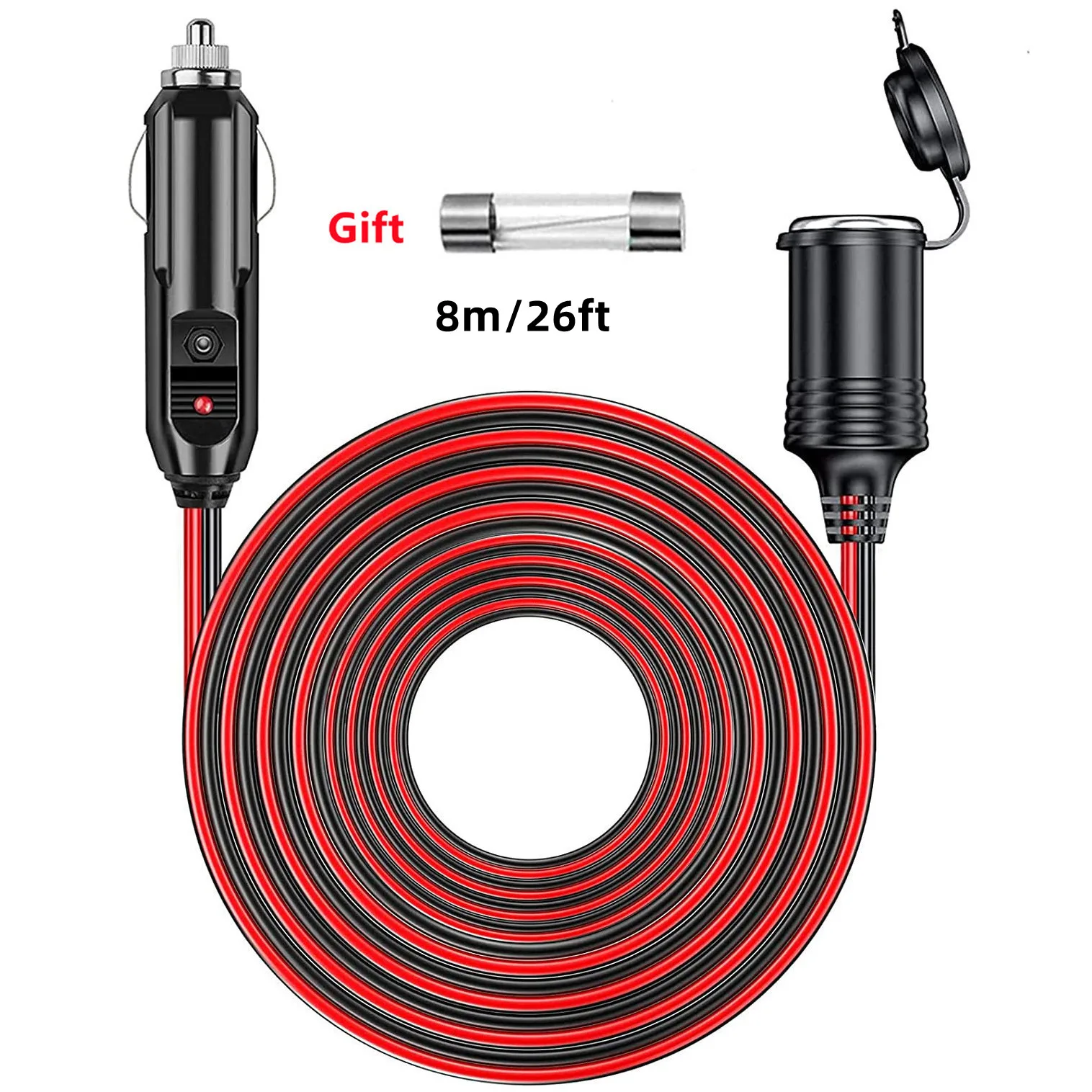 12V 24V Car Cigarette Lighter Extension Cable 1.5/4/8M Cable Socket ...