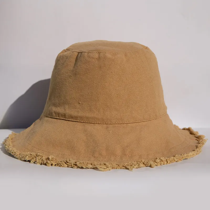 Fashion-Raw-Edge-Bucket-Hat-Ladies-Sun-Beach-Bob-Cap-Unisex-Outdoor ...
