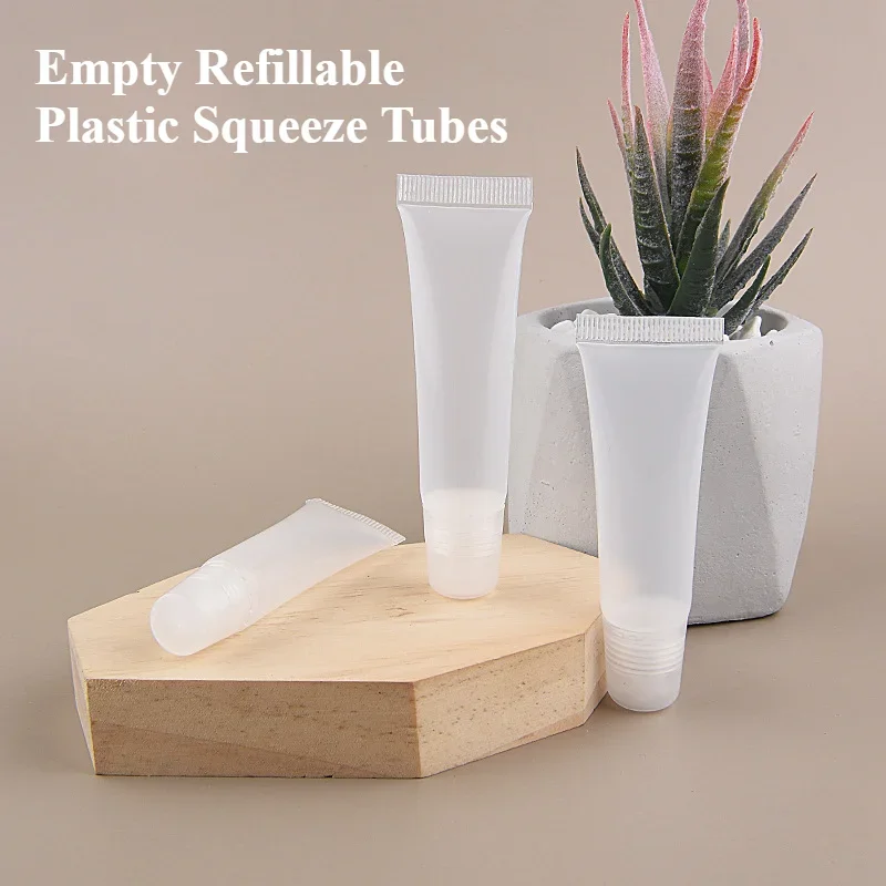 1Pc Empty Refillable Plastic Squeeze Tubes Translucent Cosmetic ...