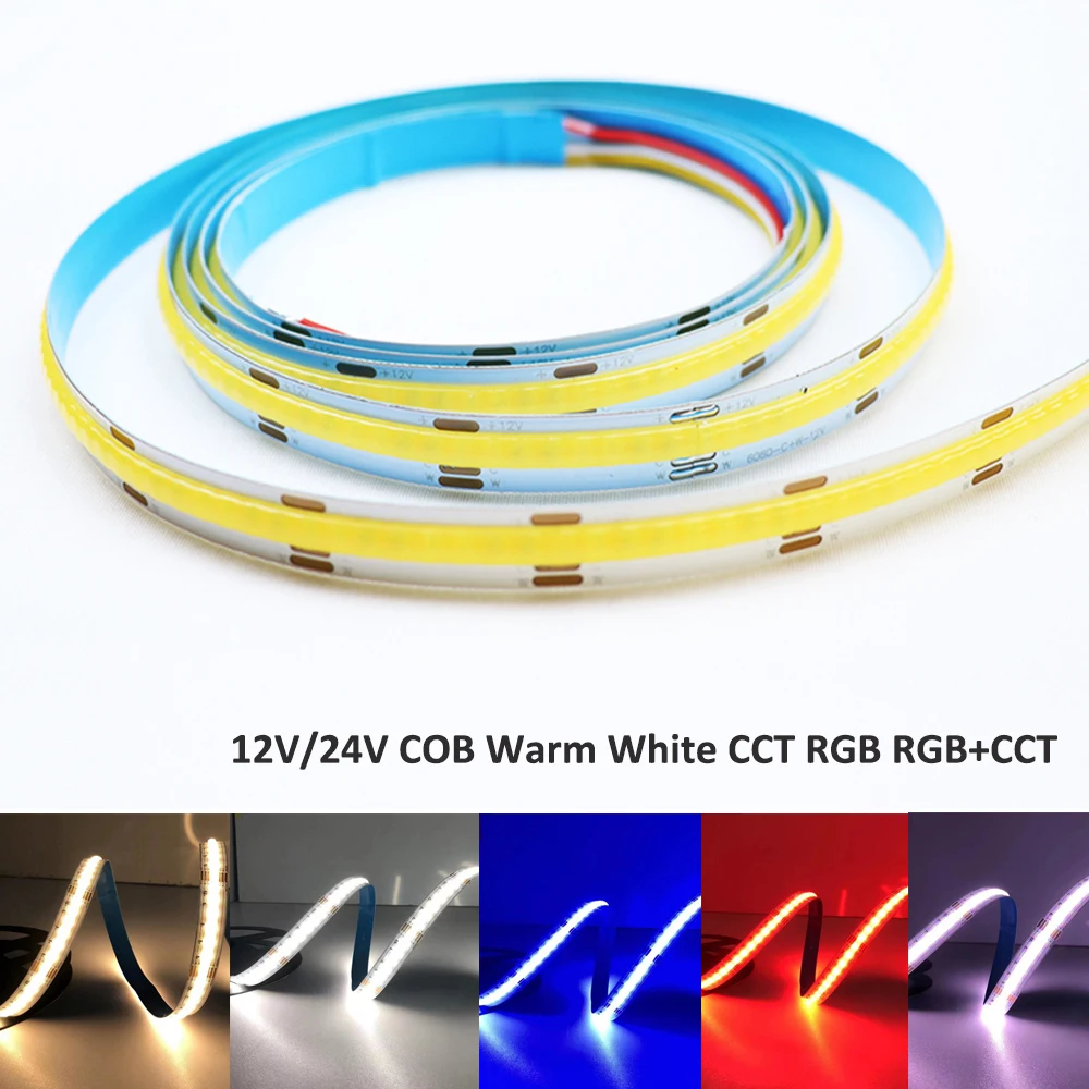 COB-LED-Strip-12V-24V-High-Density-Flexible-Linear-LED-Tape-Bar ...